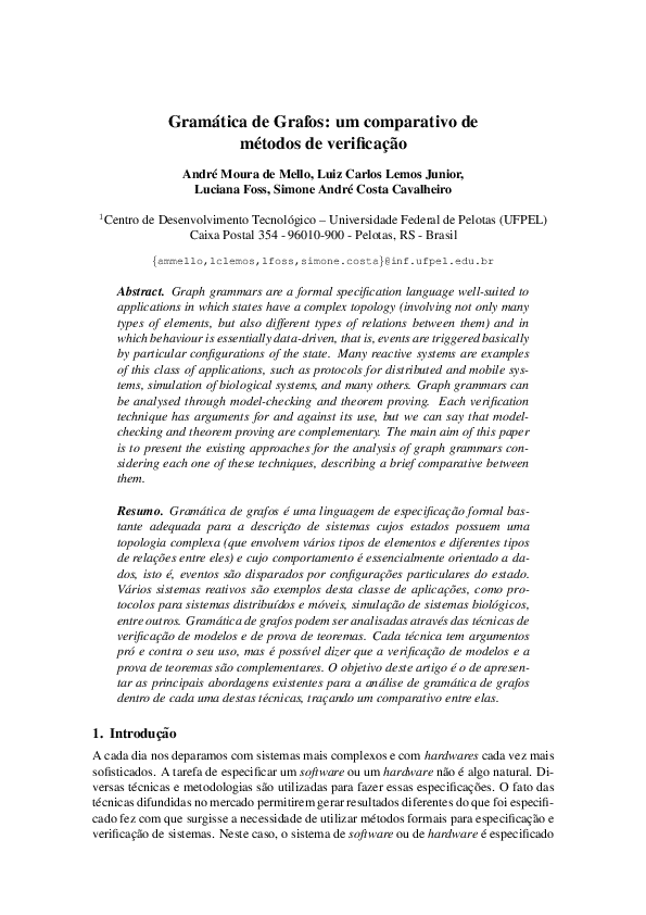 Pdf Graph Grammars A Comparison Between Verification Methods