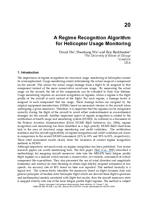 (PDF) A Regime Recognition Algorithm for Helicopter Usage Monitoring