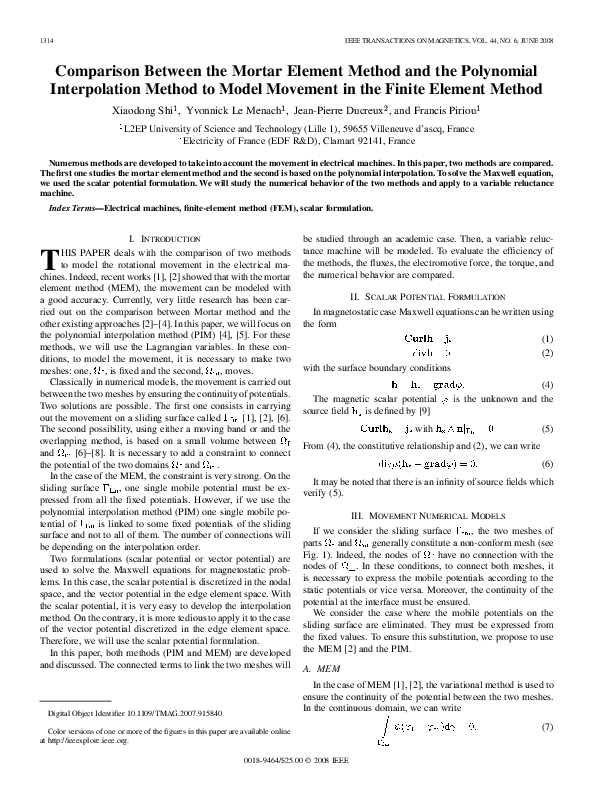 Pdf Comparison Between The Mortar Element Method And The Polynomial Interpolation Method To