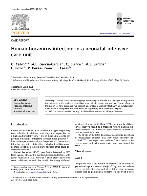 (PDF) Human bocavirus infection in a neonatal intensive care unit
