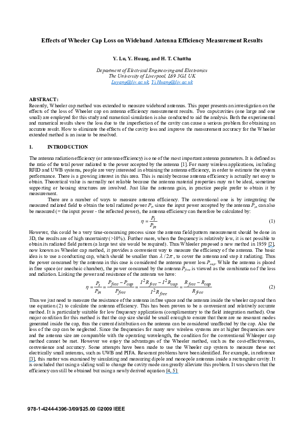 (PDF) Effects of Wheeler cap loss on wideband antenna efficiency ...