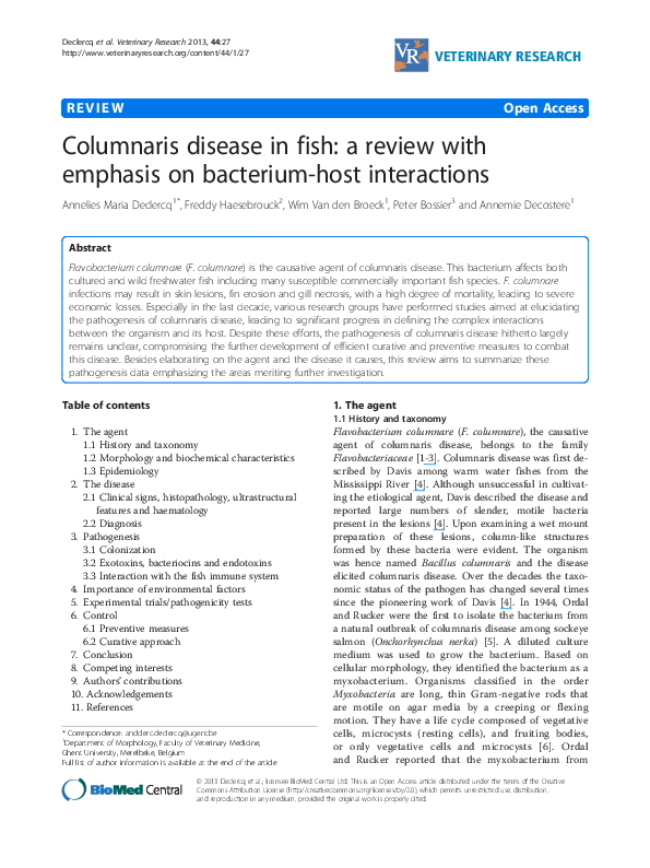 (PDF) Columnaris disease in fish: a review with emphasis on bacterium ...