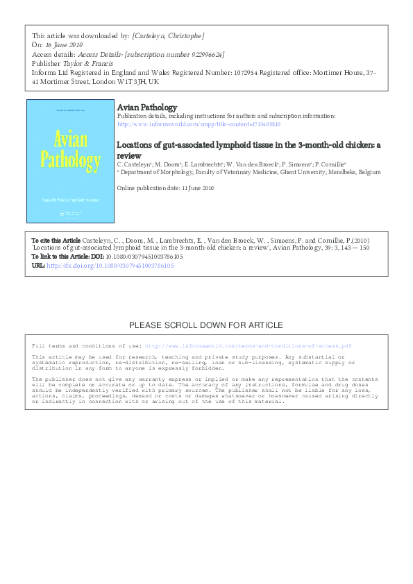 (PDF) Locations of gut-associated lymphoid tissue in the 3-month-old ...