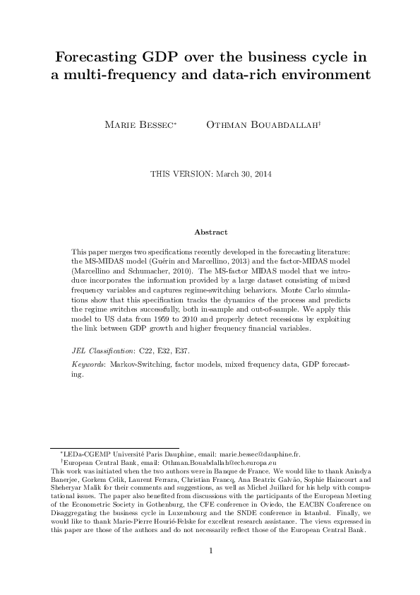 (PDF) Forecasting GDP over the business cycle in a multi-frequency and ...