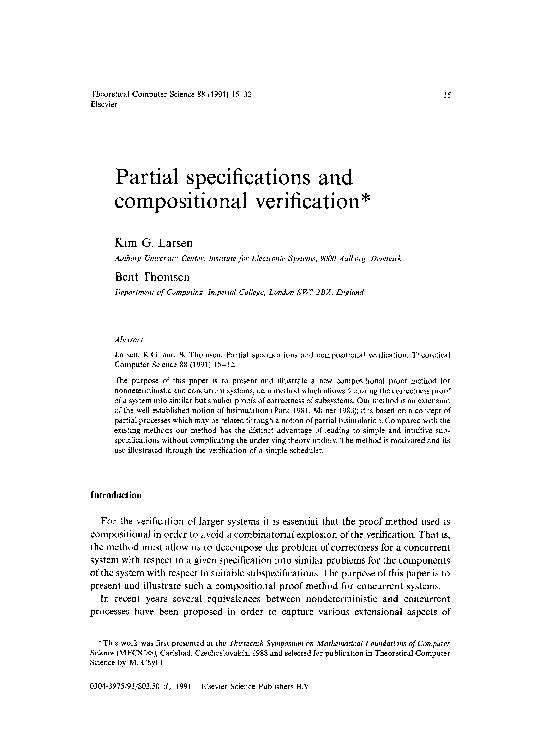 (PDF) Partial Specifications and Compositional Verification
