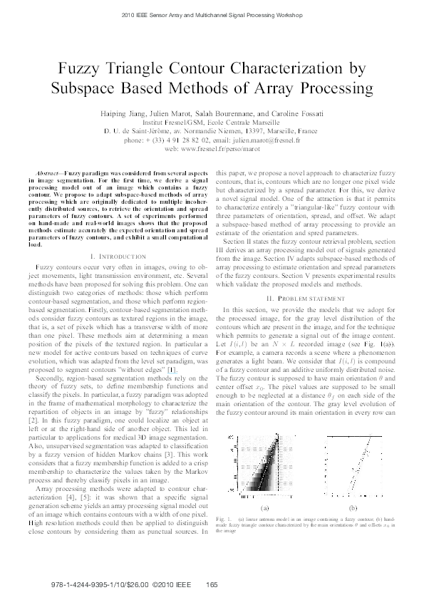 (PDF) Fuzzy triangle contour characterization by subspace based methods of array processing