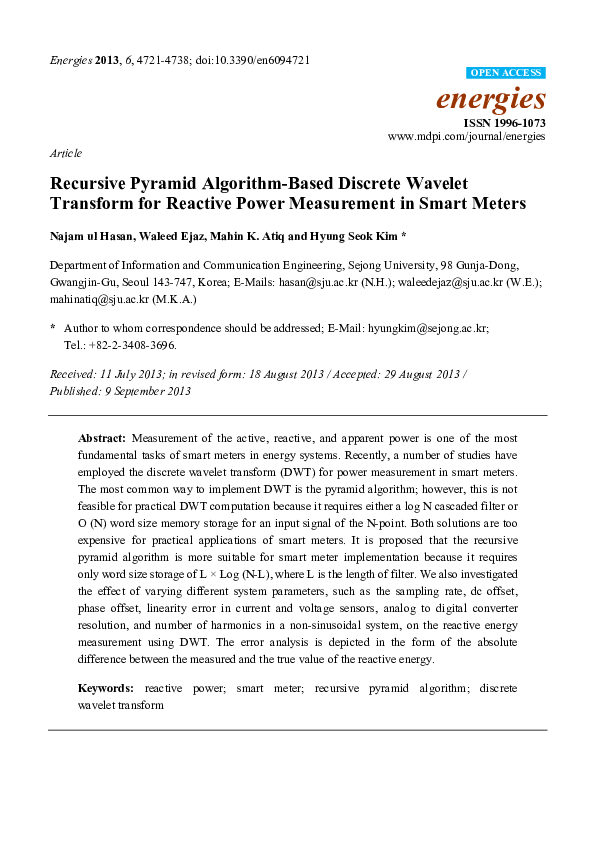 (PDF) Recursive Pyramid Algorithm for Reactive Power Measurement in ...