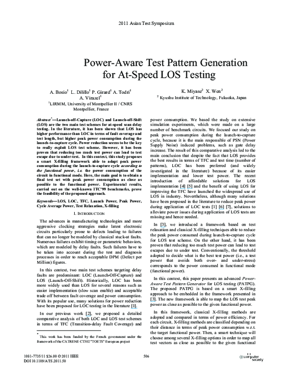 Pdf Power Aware Test Pattern Generation For At Speed Los Testing