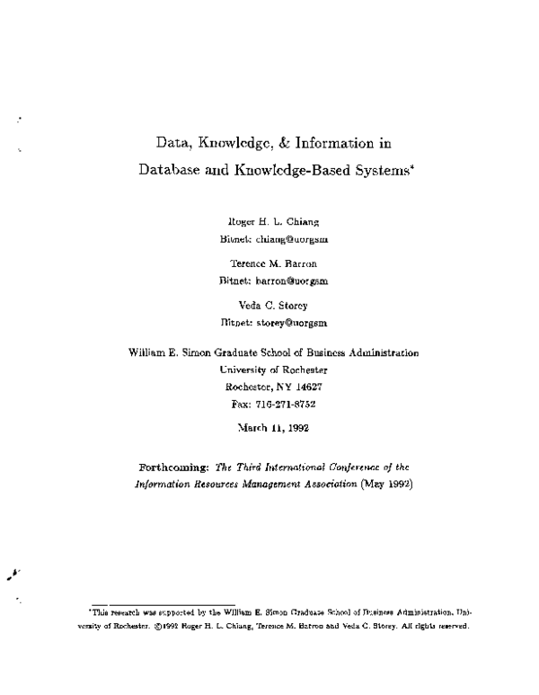 (PDF) Data, Knowledge & Information in Database and Knowledge-Based Systems