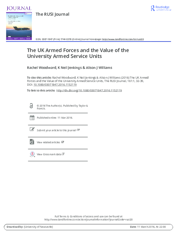 (PDF) RUSI Journal, 2016, Woodward et al, The UK Armed Forces and the ...