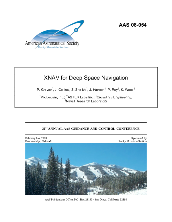 (PDF) XNAV for Deep Space Navigation