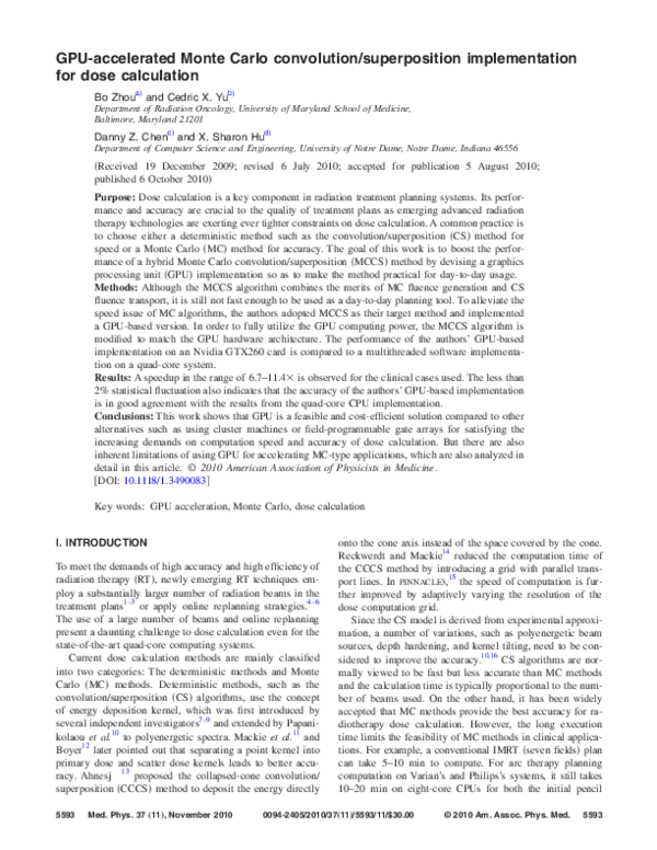 Pdf Gpu Accelerated Monte Carlo Convolution Superposition