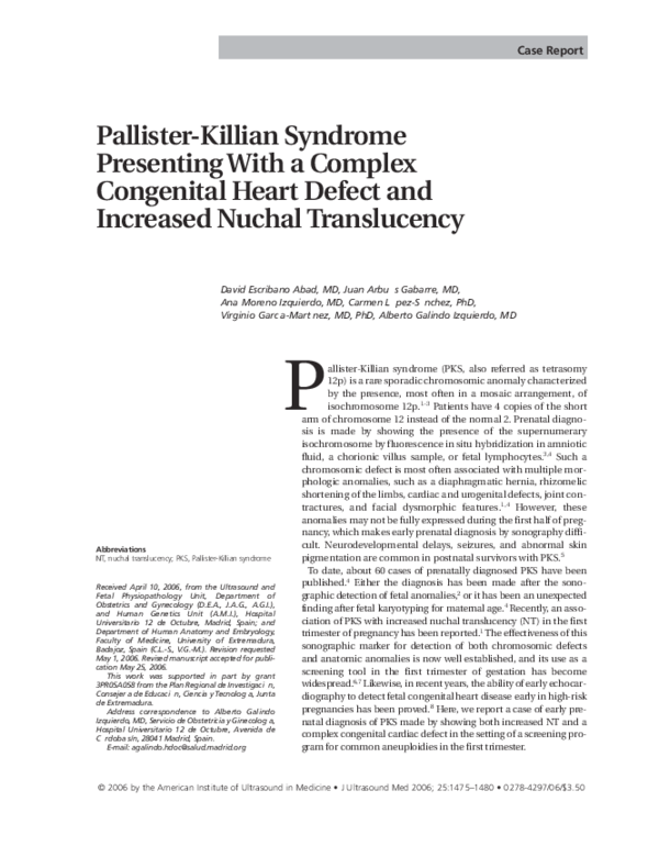 (PDF) Pallister-Killian syndrome presenting with a complex congenital ...
