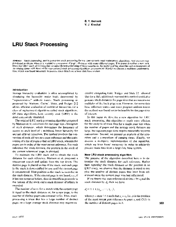 (PDF) LRU Stack Processing