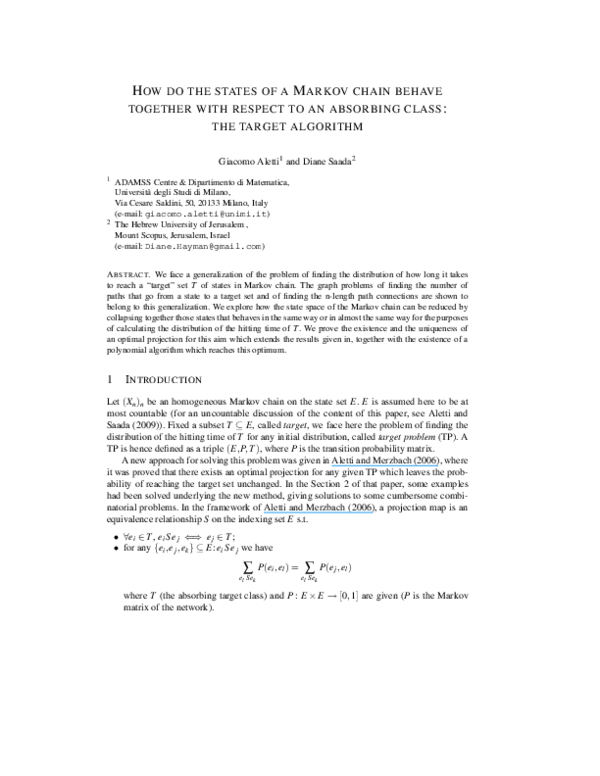 (PDF) How Do the States of a Markov Chain Behave Together with Respect ...