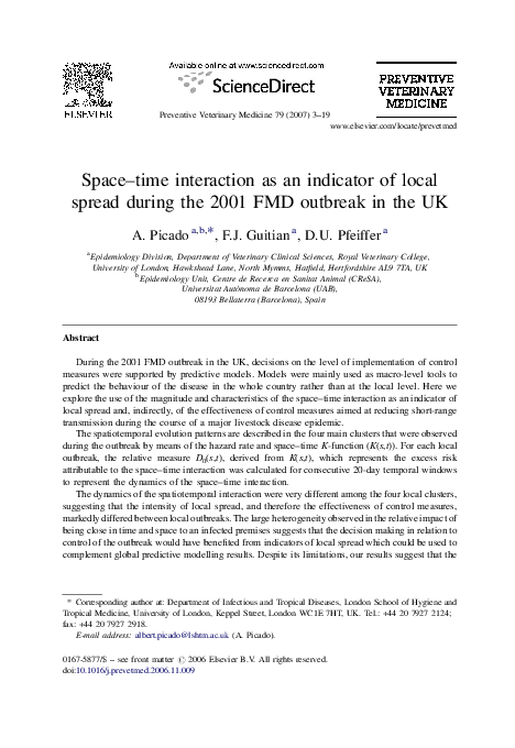 (PDF) Space-time interaction as an indicator of local spread during the ...