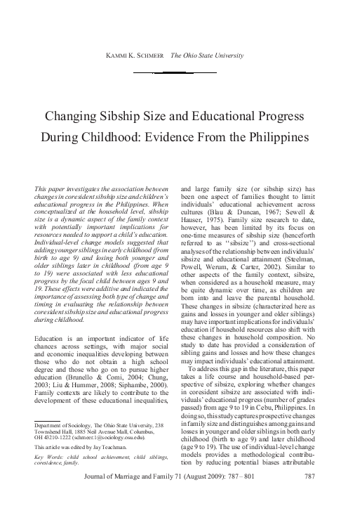 (PDF) Changing Sibship Size and Educational Progress During Childhood ...