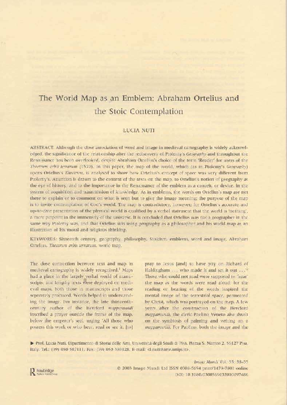 (PDF) The World Map as an Emblem: Abraham Ortelius and the Stoic ...