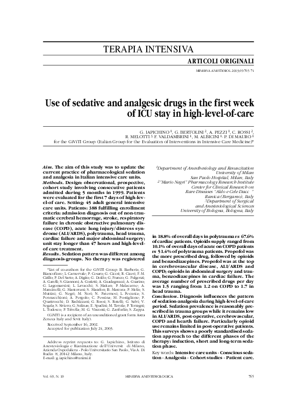 (PDF) Use of sedative and analgesic drugs in the first week of ICU stay ...