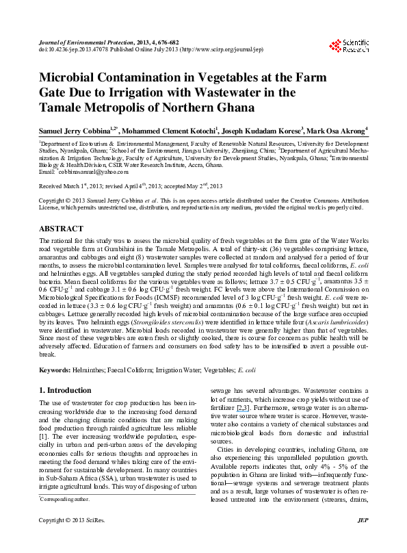 (PDF) Screening of Antimicrobial Resistant Bacteria in Wastewater, Vegetables and Humans | Asif ...