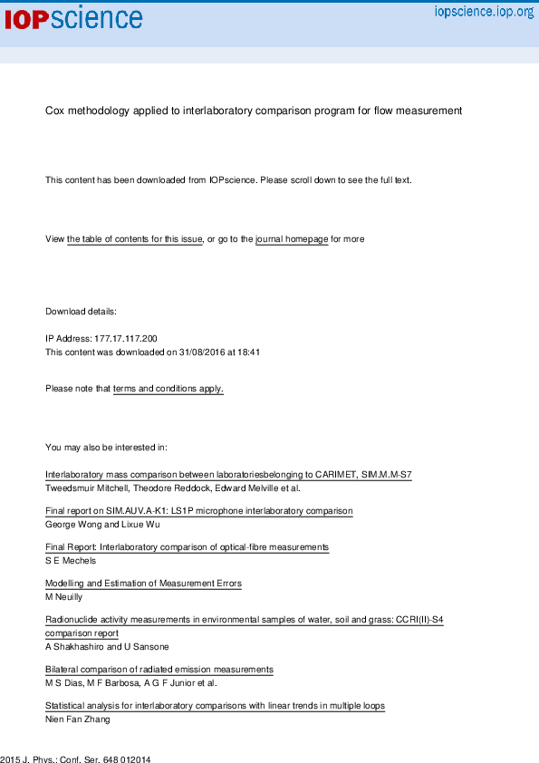 (PDF) Cox methodology applied to interlaboratory comparison program for ...