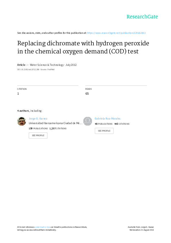(PDF) Replacing dichromate with hydrogen peroxide in the chemical ...