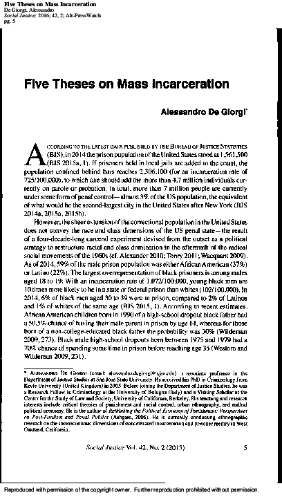 (PDF) Five Theses on Mass Incarceration