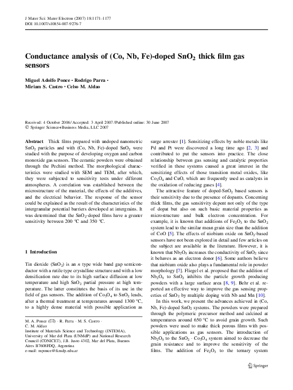 (PDF) Conductance analysis of (Co, Nb, Fe)-doped SnO2 thick film gas ...