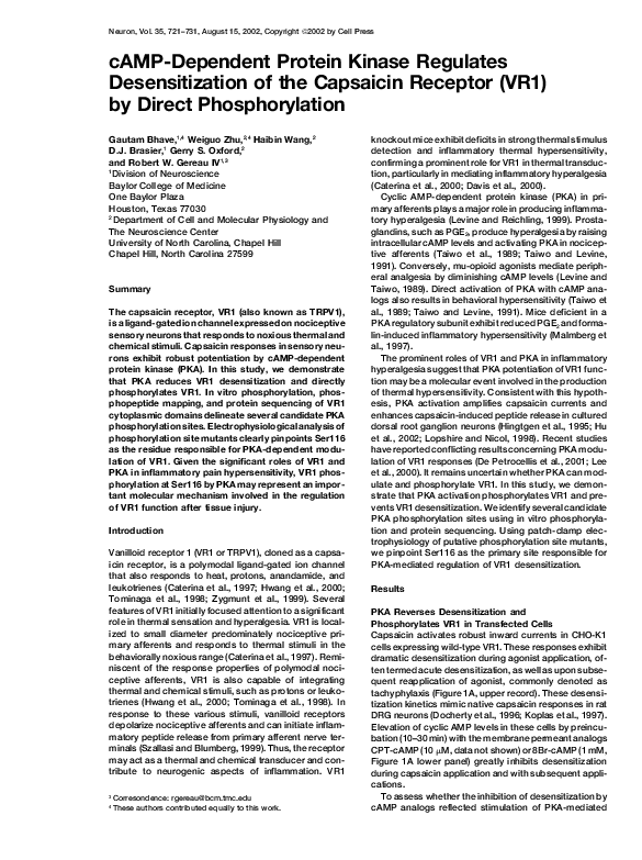 (PDF) cAMP-dependent protein kinase regulates desensitization of the ...