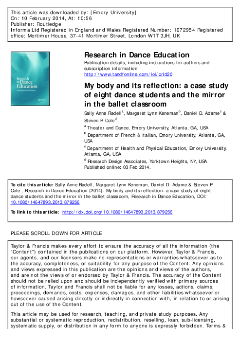 (PDF) My Body and Its Reflection: A Case Study of Eight Dance Students ...