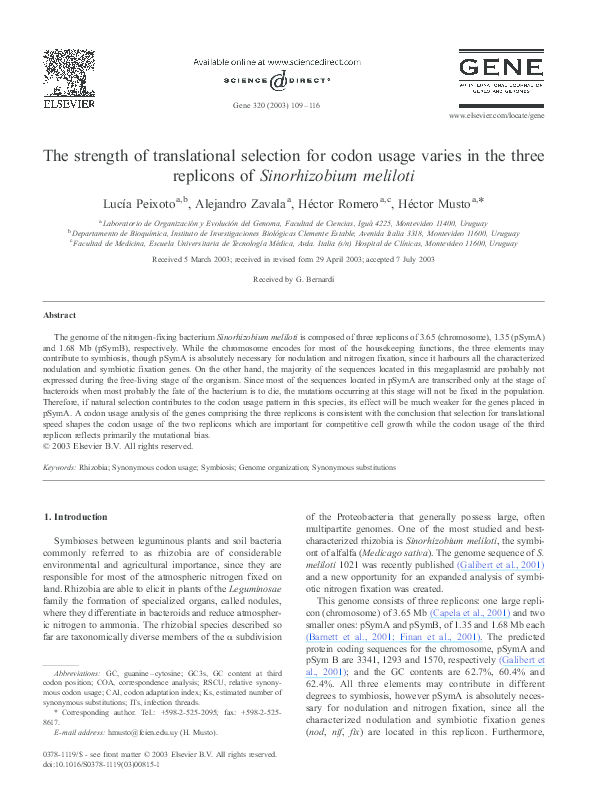 (PDF) The strength of translational selection for codon usage varies in the three replicons of ...