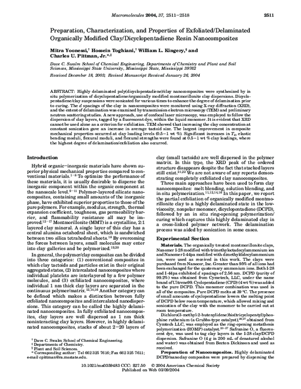 (PDF) Preparation, Characterization, and Properties of Exfoliated ...