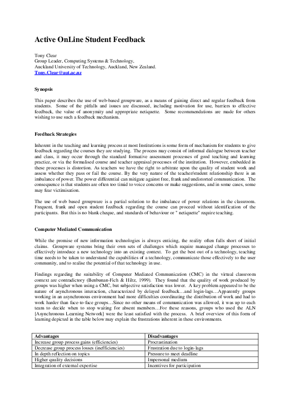 (PDF) Active online student feedback