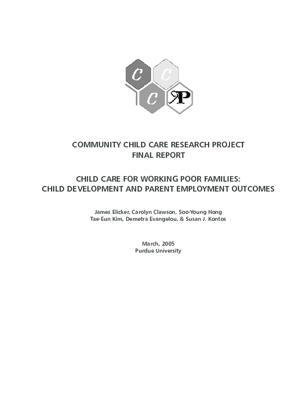 (PDF) Child Care for Working Poor Families: Child Development and ...