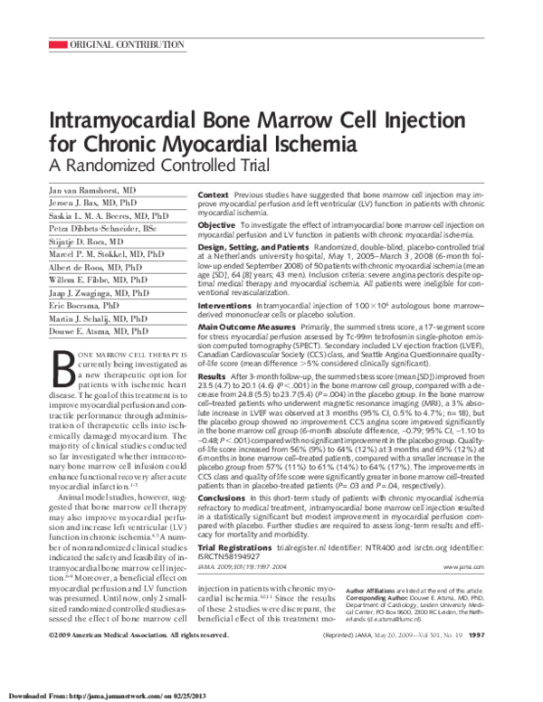 (PDF) Intramyocardial Bone Marrow Cell Injection for Chronic Myocardial ...