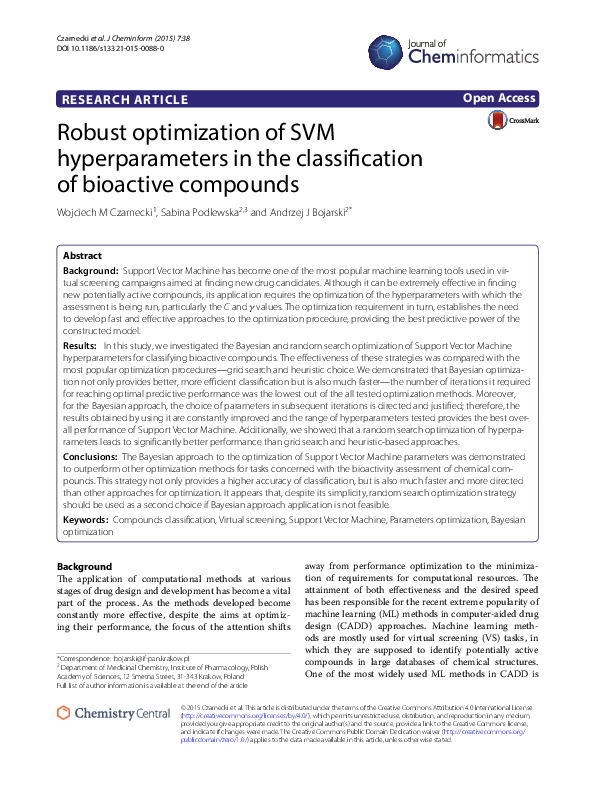 (PDF) Robust SVM Hyperparameter Optimization for Drug Discovery