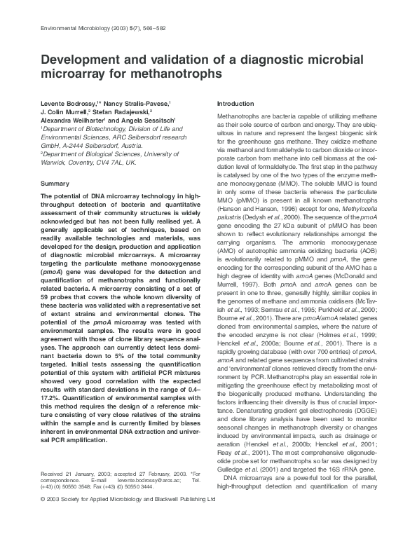 (PDF) Development and validation of a diagnostic microbial microarray ...