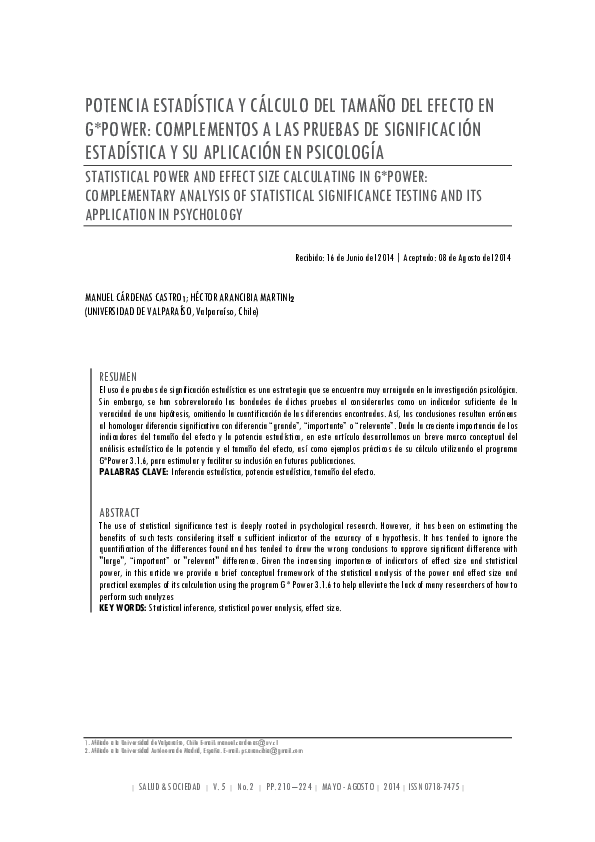Pdf Statistical Power And Effect Size Calculating In Gpower