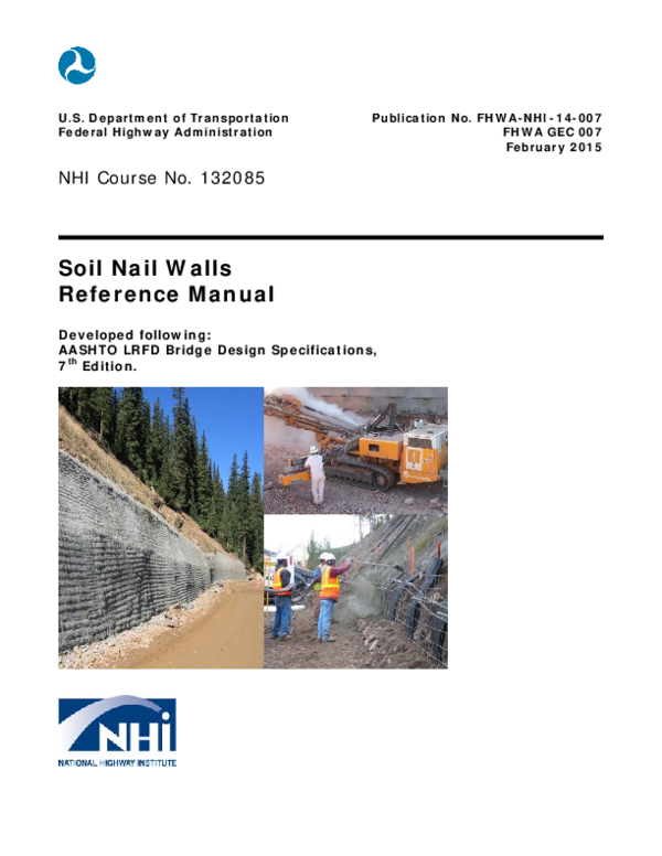 (PDF) Soil Nail Walls Reference Manual