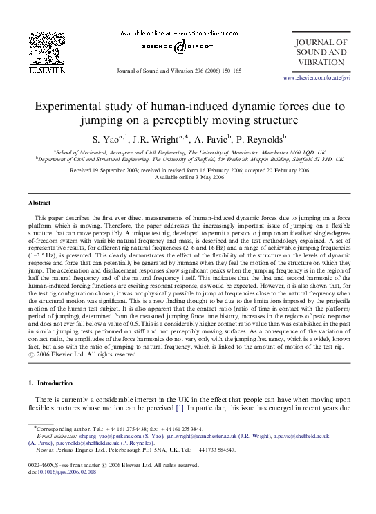 (PDF) Experimental study of human-induced dynamic forces due to jumping ...