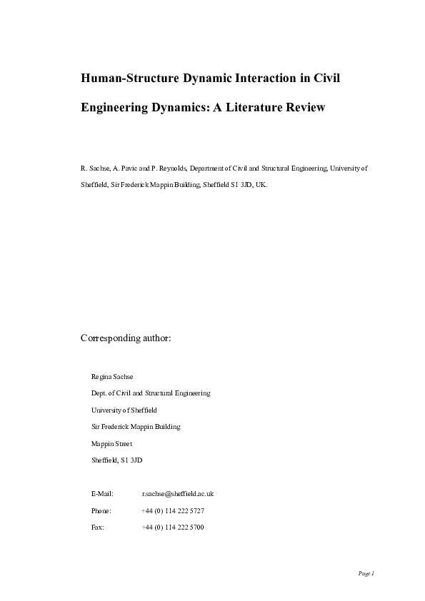 (PDF) Human-Structure Dynamic Interaction in Civil Engineering Dynamics ...