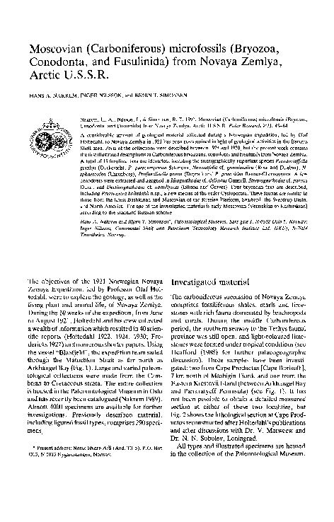 (PDF) Moscovian (Carboniferous) microfossils (Bryozoa, Conodonta, and ...