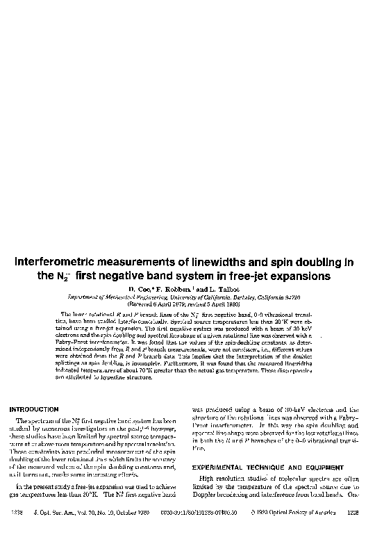 (PDF) Interferometric measurements of linewidths and spin doubling in ...