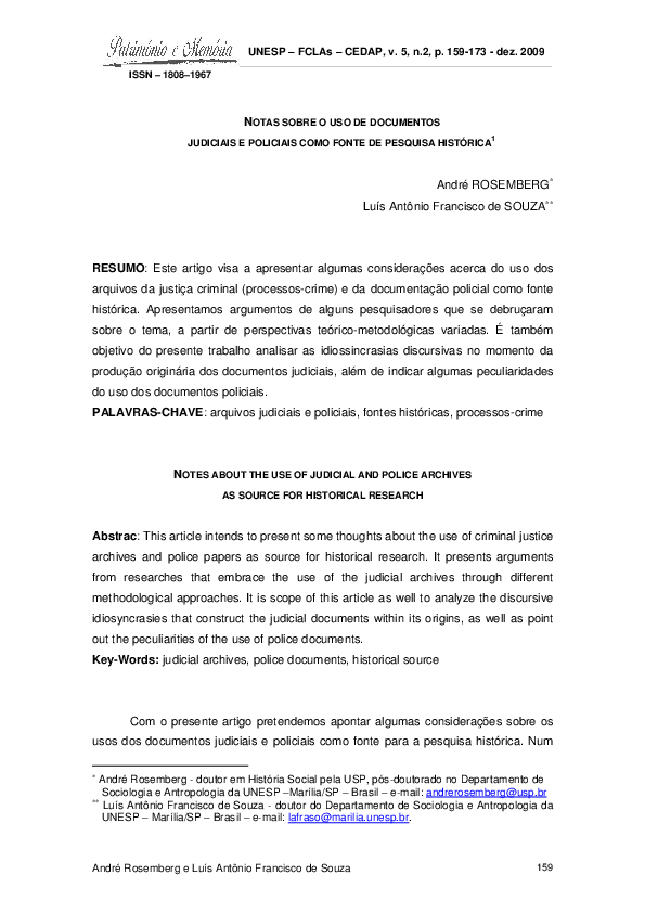 (PDF) Notas sobre o uso de documentos judiciais como fonte de pesquisa ...