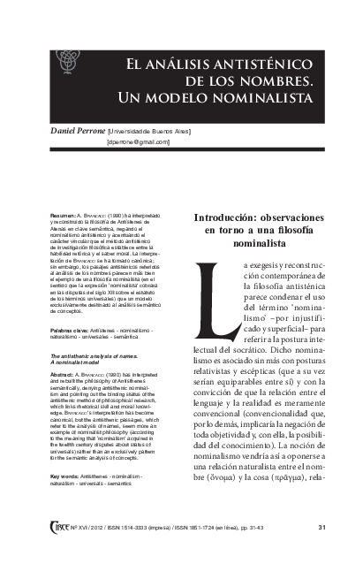 The antisthenic analysis of names: A nominalist model