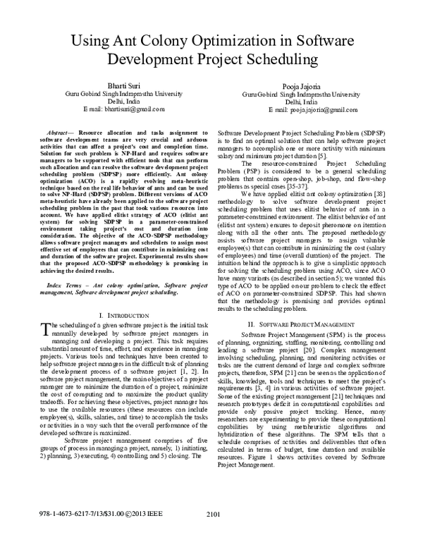 (PDF) Using ant colony optimization in software development project scheduling
