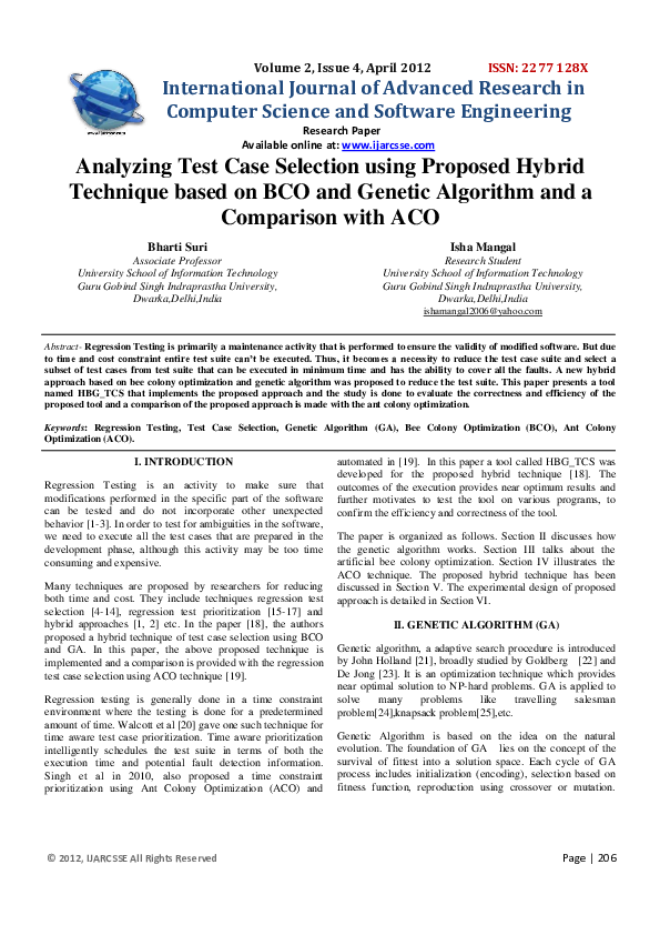 Analyzing Test Case Selection Using Proposed Hybrid Technique Based On Bco And Genetic Algorithm