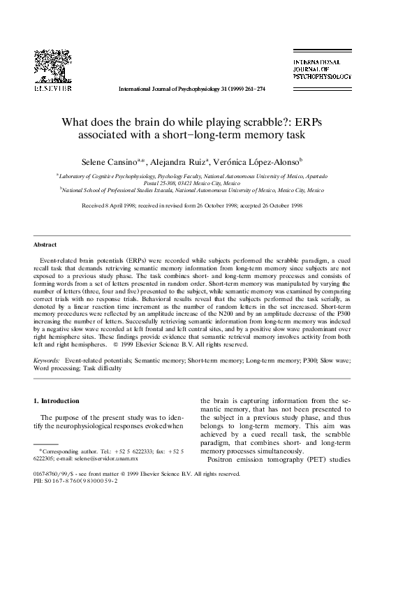 (PDF) What does the brain do while playing scrabble?: ERPs associated ...