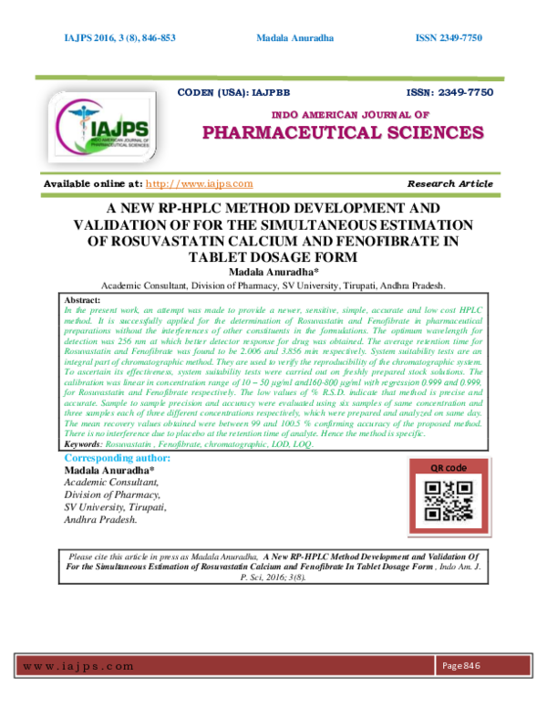 (PDF) A NEW RP-HPLC METHOD DEVELOPMENT AND VALIDATION OF FOR THE SIMULTANEOUS ESTIMATION OF ...
