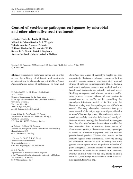 (PDF) Control of seed-borne pathogens on legumes by microbial and other ...